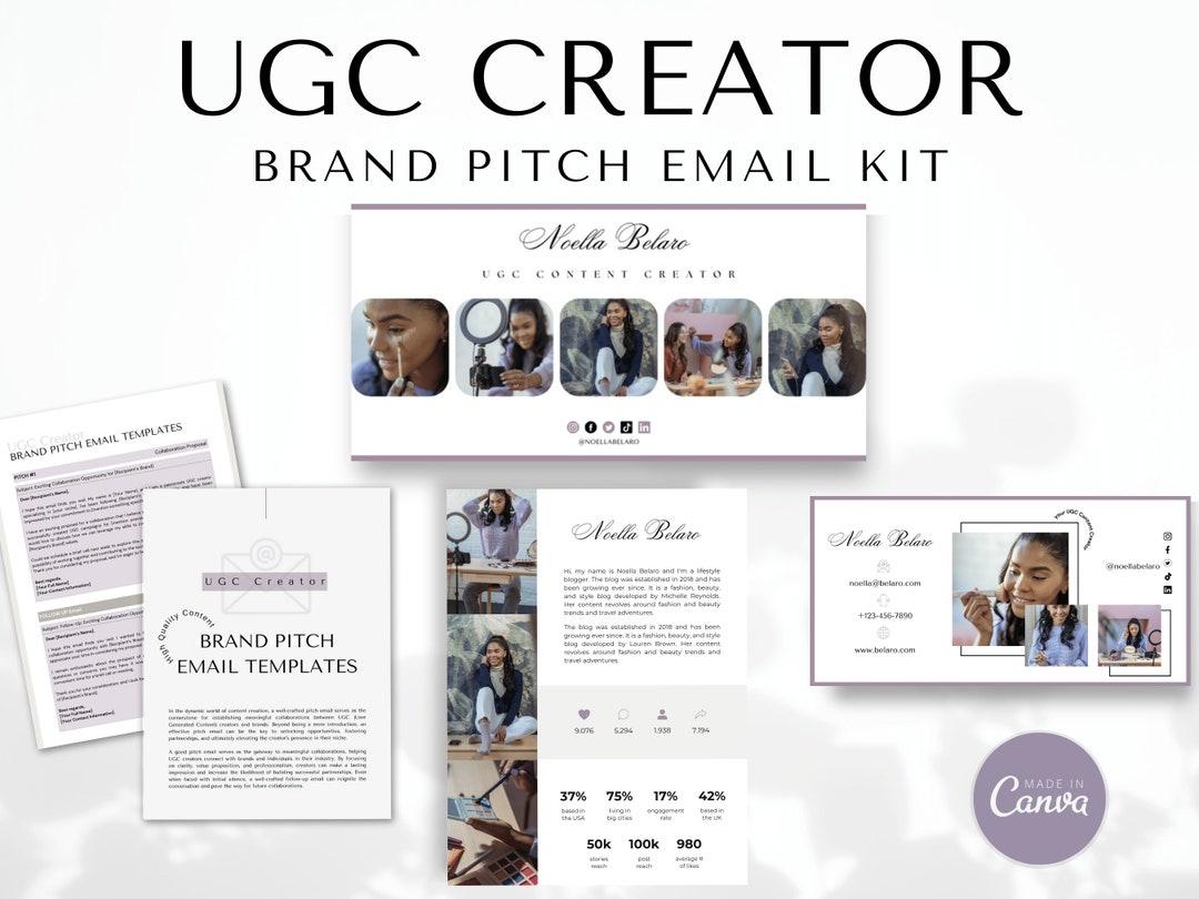 UGC Creator Brand Pitch Email Kit Templates for Canva - UGC Pitch ...