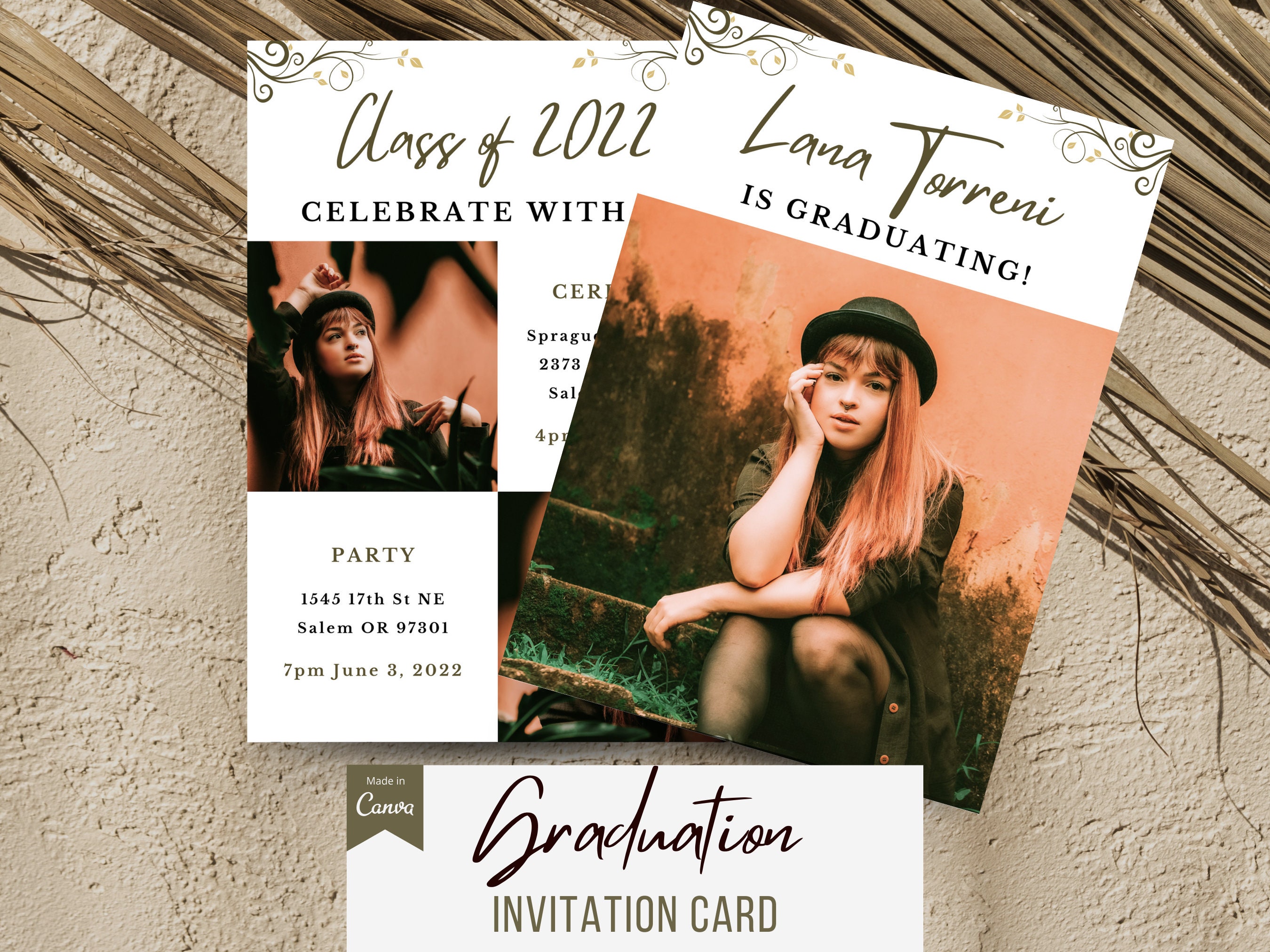 Graduation DIY Announcement Card for Canva Template, Graduation Party ...