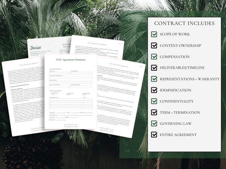 UGC Creator Contract and Invoice Templates for CANVA, UGC Invoice ...