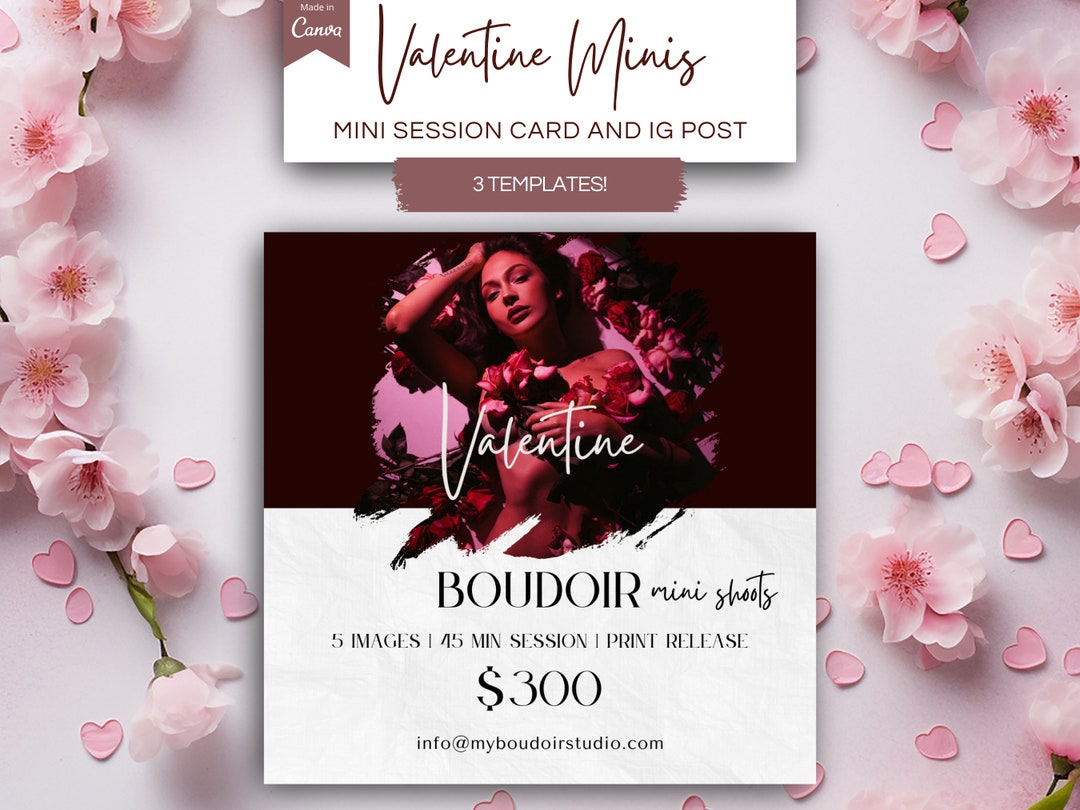 Valentine Boudoir Mini Session Canva Templates for Photographers - IG ...