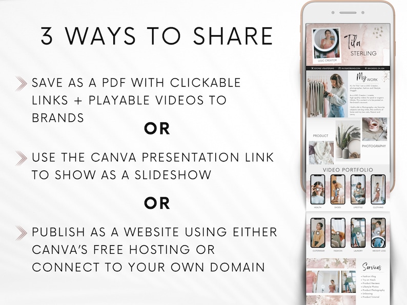 UGC Portfolio Template for Canva - UGC Creator Portfolio Canva Website ...