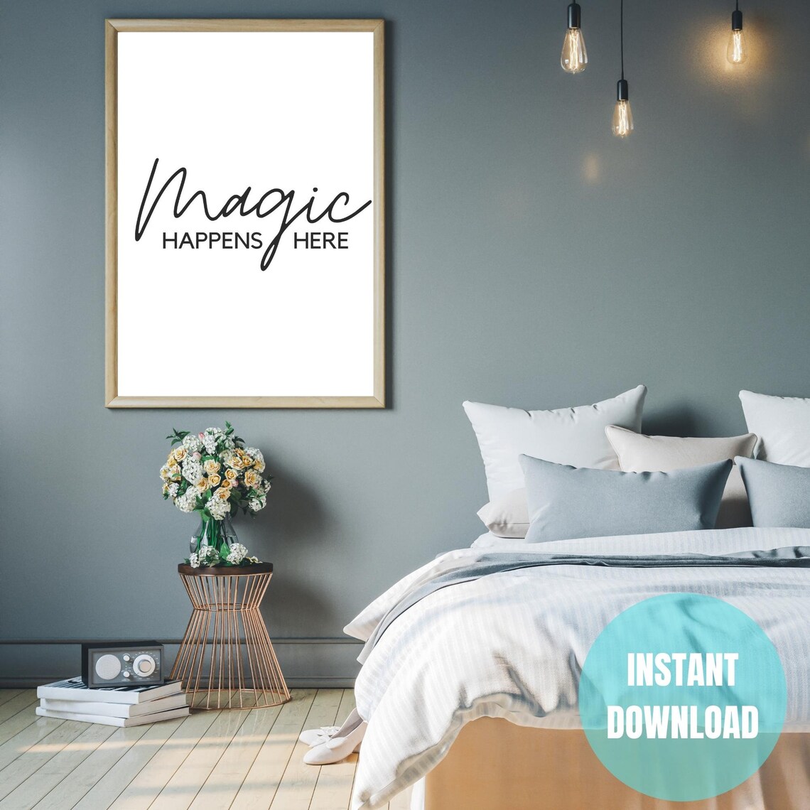 Motivational, Inspirational, Printable Wall Art, Magic Happens Here ...