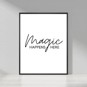 Motivational, Inspirational, Printable Wall Art, Magic Happens Here ...