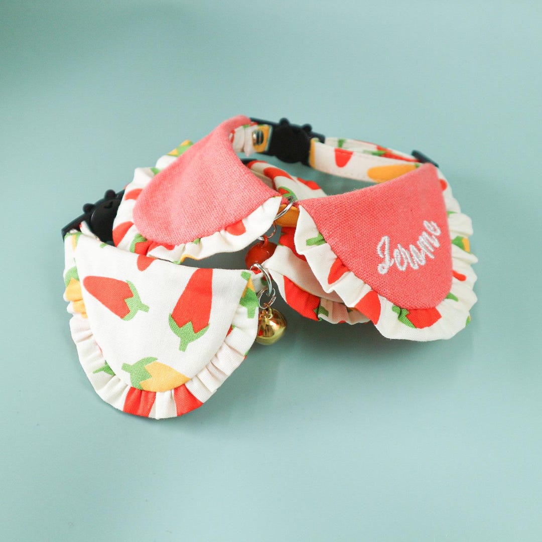 Chili Pepper Shirt Style Cat Collar With Bell | Unique Safety Collar ...