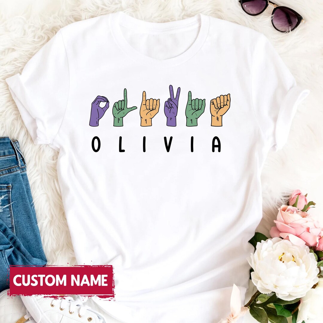 ASL Mardi Gras Shirt, Personalized Sign Language Shirt, Flower De Luce ...