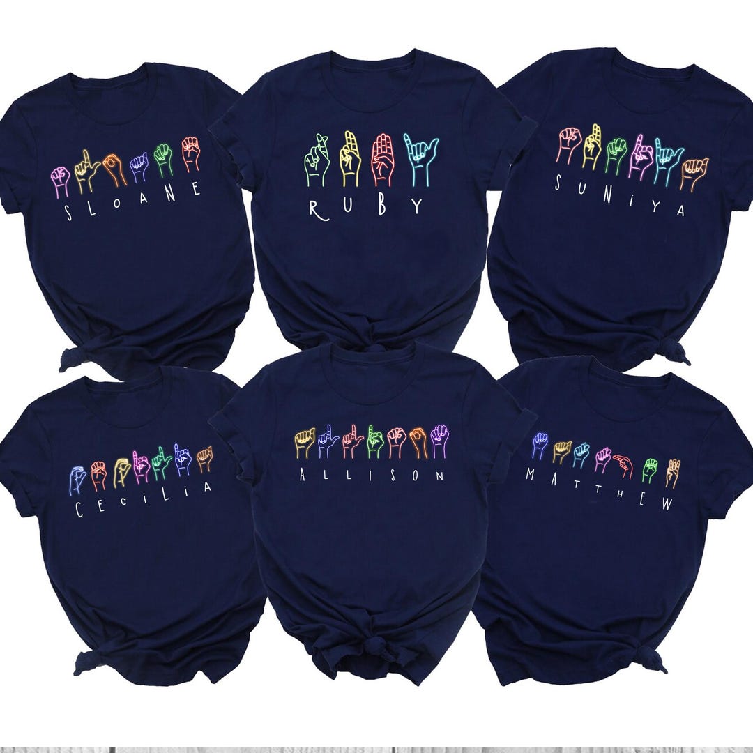 Sign Language Shirt With Custom Name, Personalized ASL Hand Sign Tee ...
