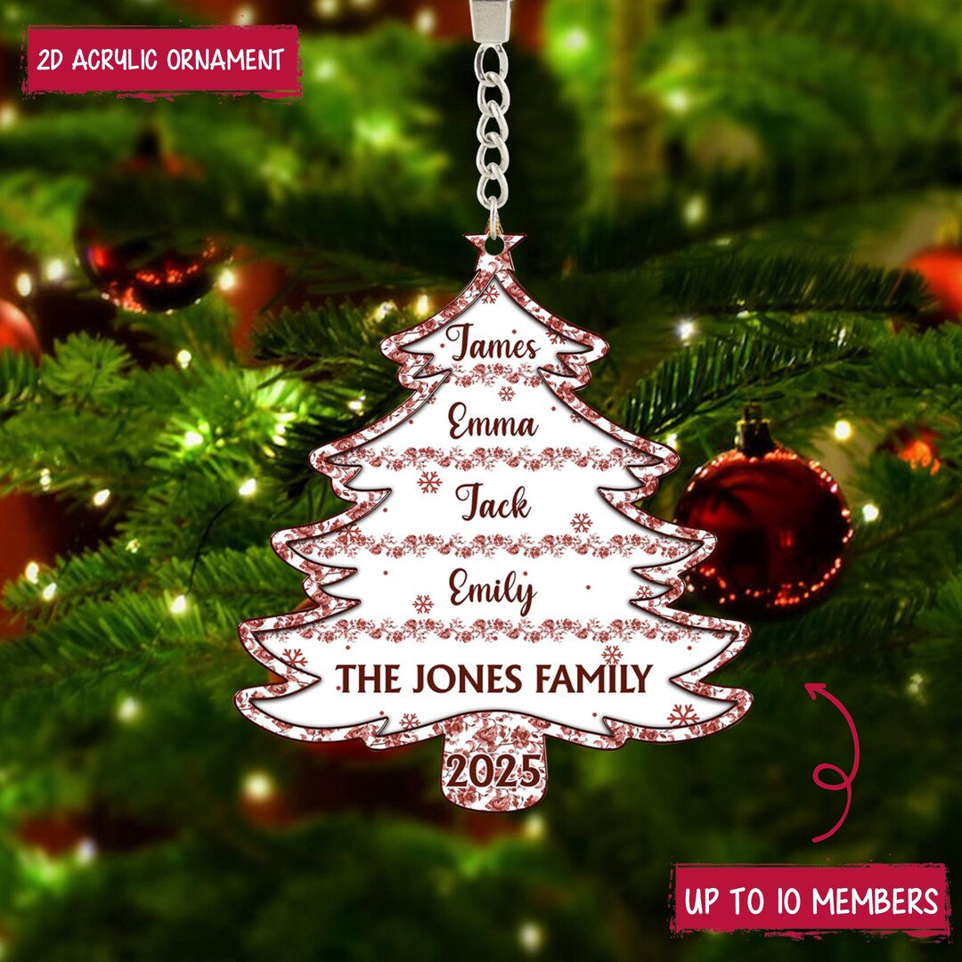 Christmas Tree of Love Personalized Family Ornament, Custom Family Name ...