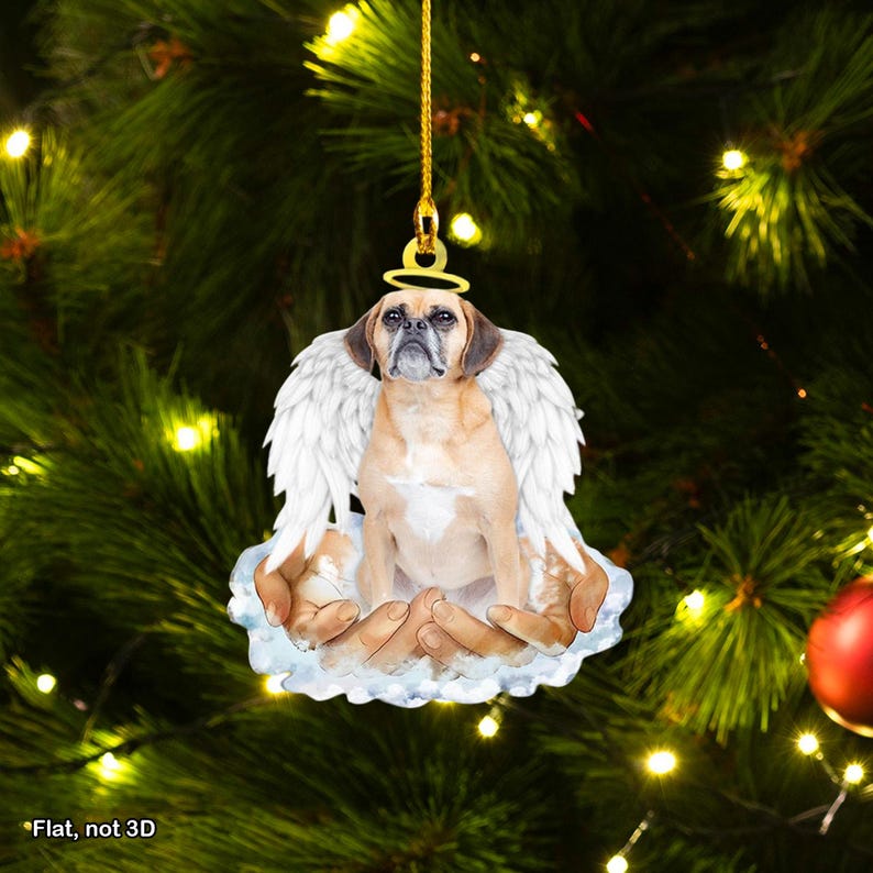 Puggle in the Hands of God Puggle Memorial Ornament, Xmas Dog Ornament ...