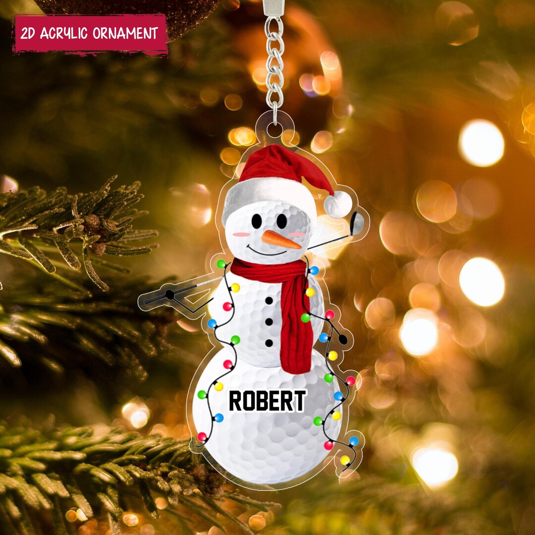 Personalized Golf Snowman Christmas Ornament, Custom Golfer Gift, Golf ...