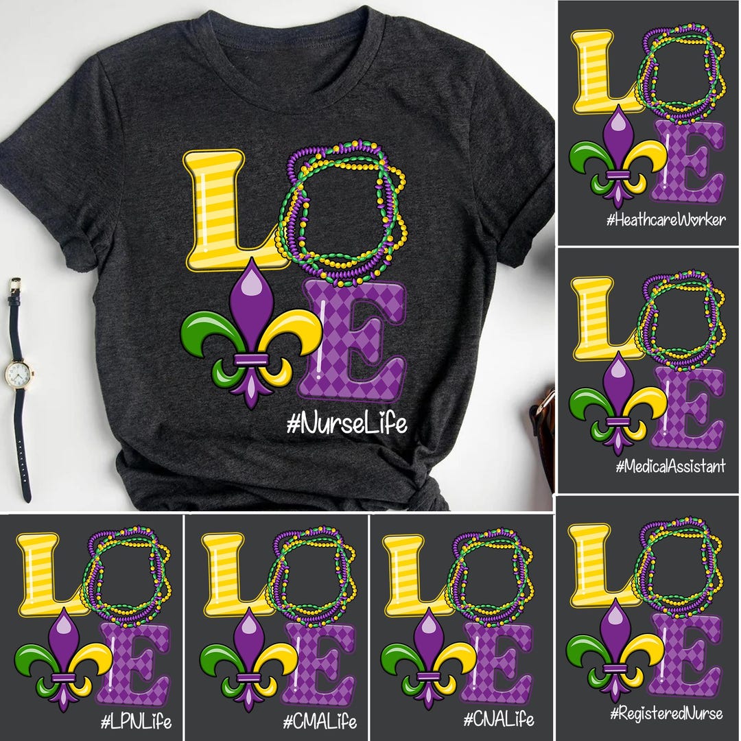 Mardi Gras Nurse Matching Shirt for Nurse, Healthcareworker, Registered ...