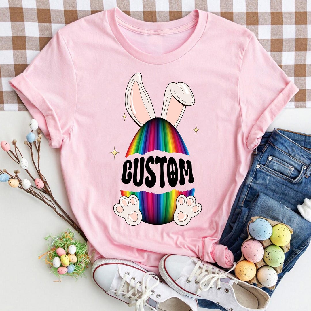 Rainbow Easter Egg Shirts With Name, Personalized Easter Name Shirt ...