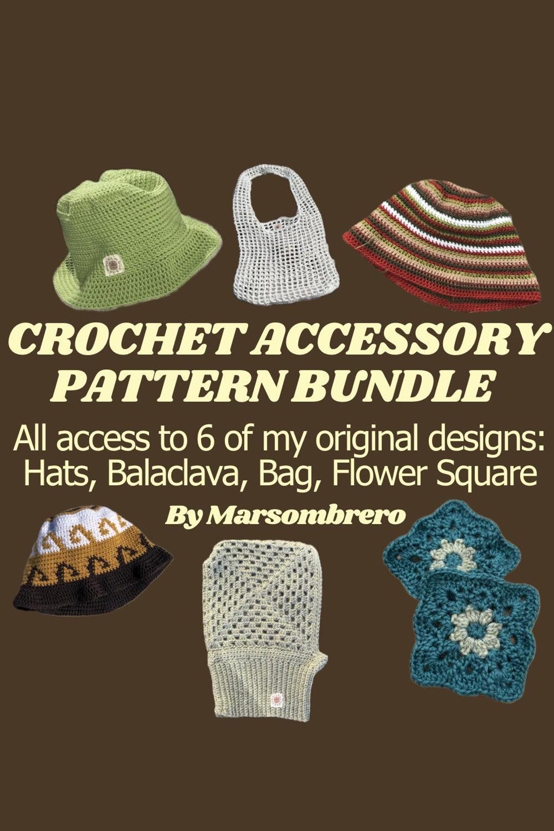 Crochet Pattern Bundle 6 Original Designs: Hoods, Hats, Tote, and ...