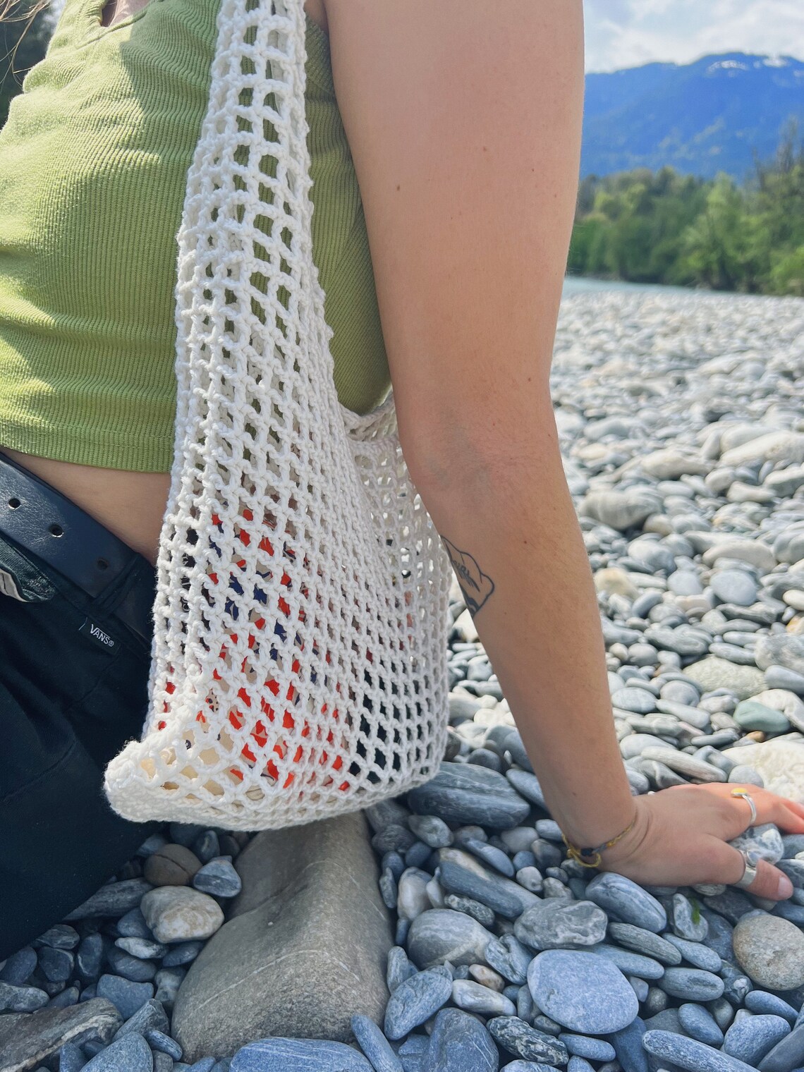 Seaside Tote Bag Crochet Pattern Eco-friendly Mesh Beach Bag Tutorial ...