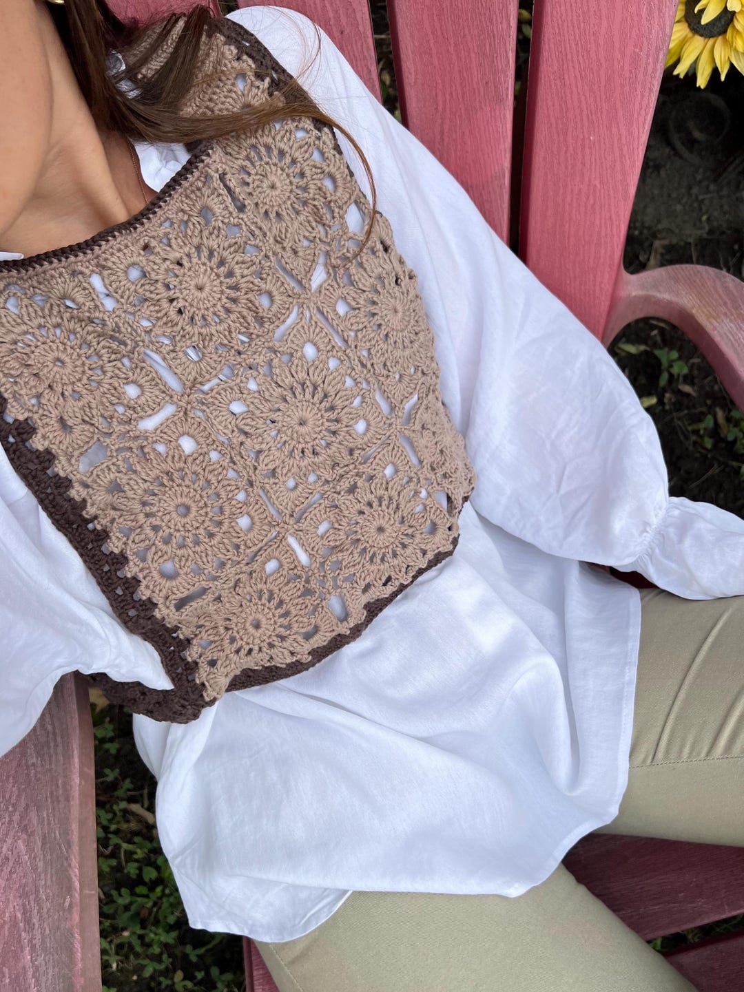 Crochet Layering Top Pattern – Unique Flower Square Design ...