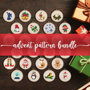 BUNDLE - Advent 24 - PDF Cross Stitch Pattern, DIY Christmas Ornament ...