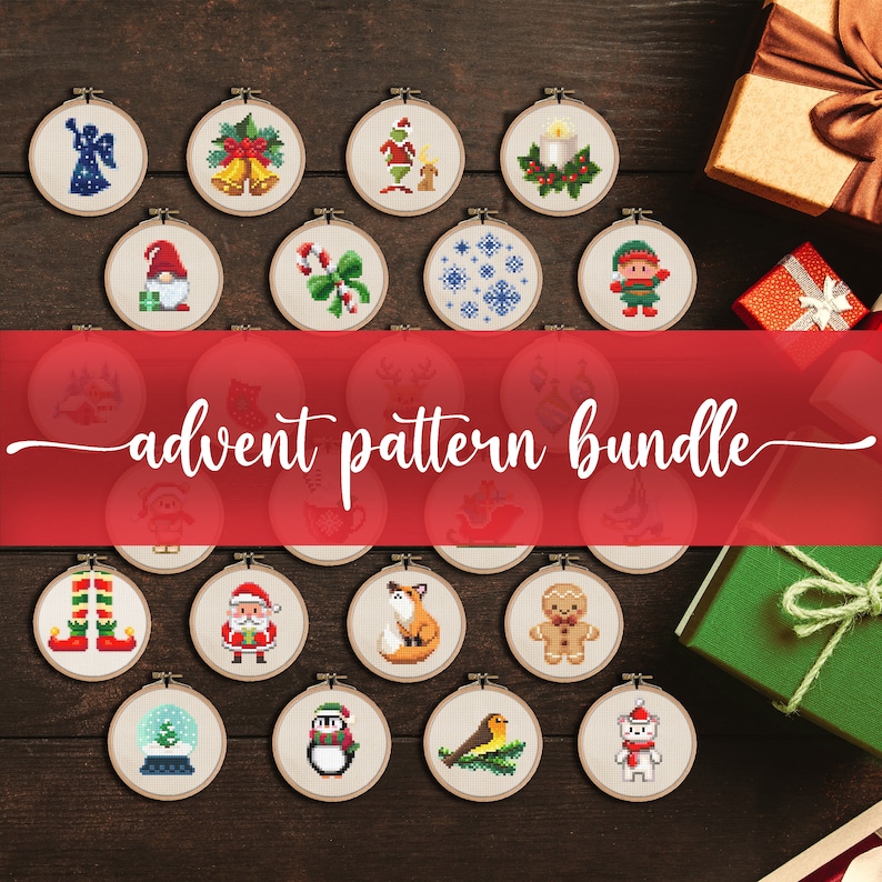 BUNDLE Advent 24 PDF Cross Stitch Pattern DIY Christmas - Etsy