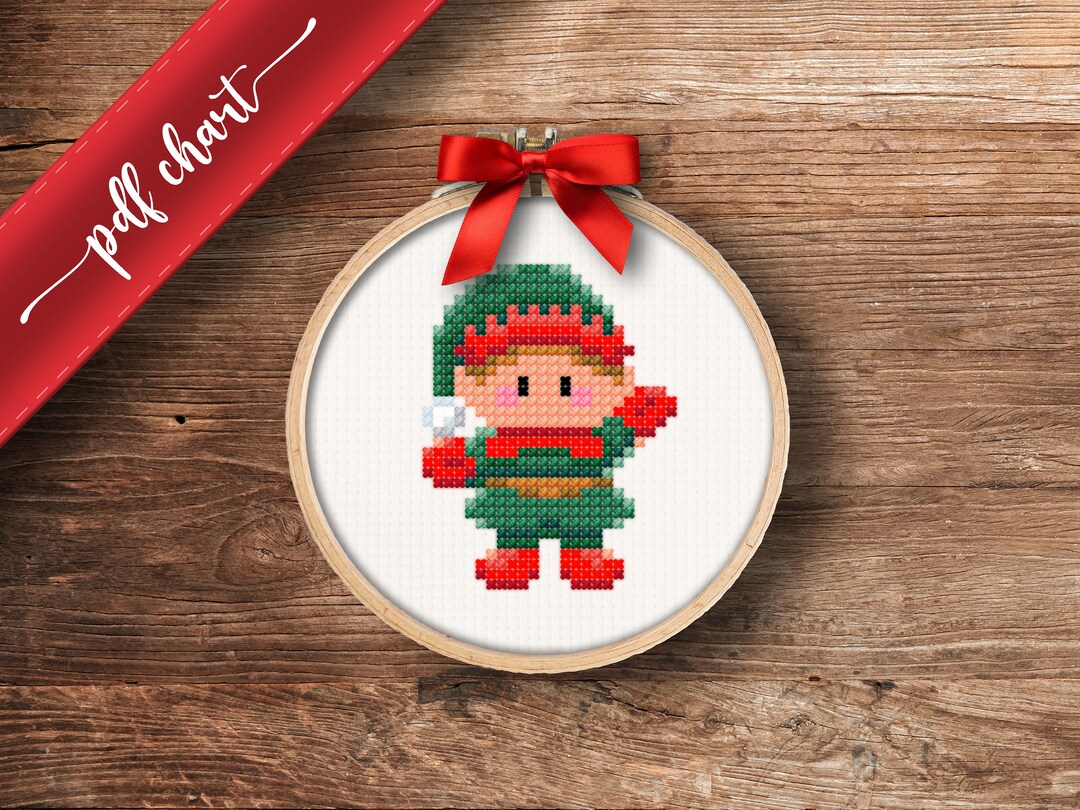 Elf PDF Cross Stitch Pattern, DIY Christmas Ornament, Gift, Beginner ...