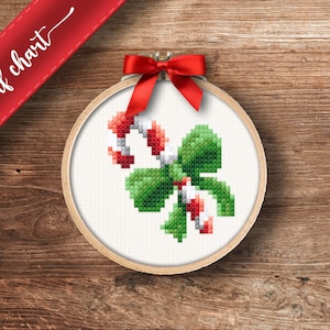 Candy Cane PDF Cross Stitch Pattern, DIY Christmas Ornament, Gift ...