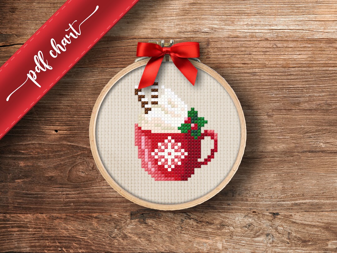 Hot Chocolate - PDF Cross Stitch Pattern, DIY Christmas Ornament, Gift ...