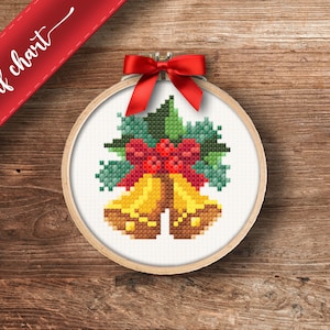 Bells PDF Cross Stitch Pattern, DIY Christmas Ornament, Gift, Beginner Easy Pattern, Instant ...