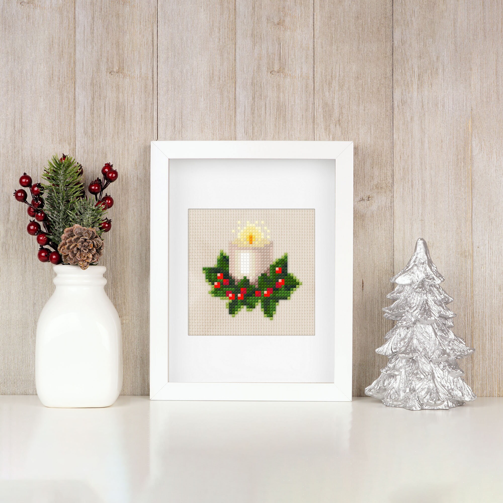 Candle - PDF Cross Stitch Pattern, DIY Christmas Ornament, Gift ...