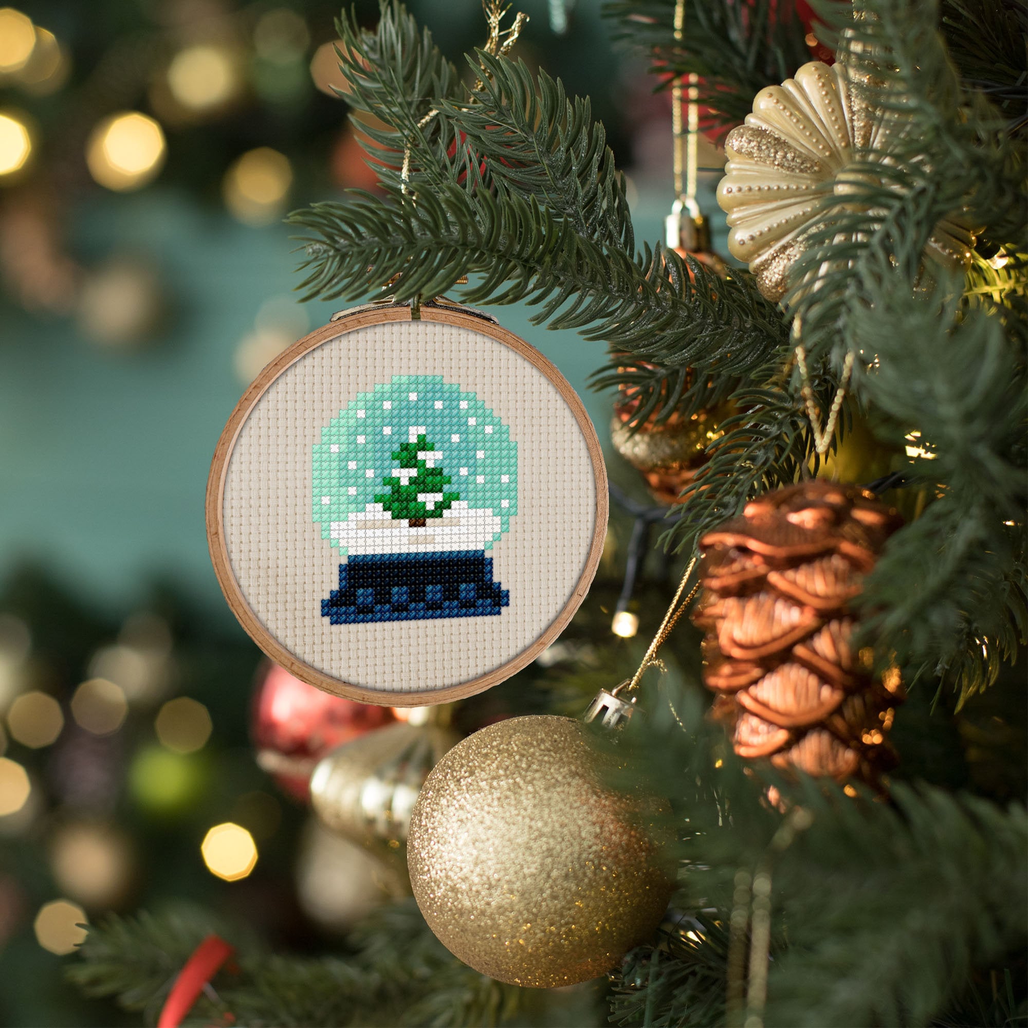 Snow Globe PDF Cross Stitch Pattern DIY Christmas Ornament - Etsy