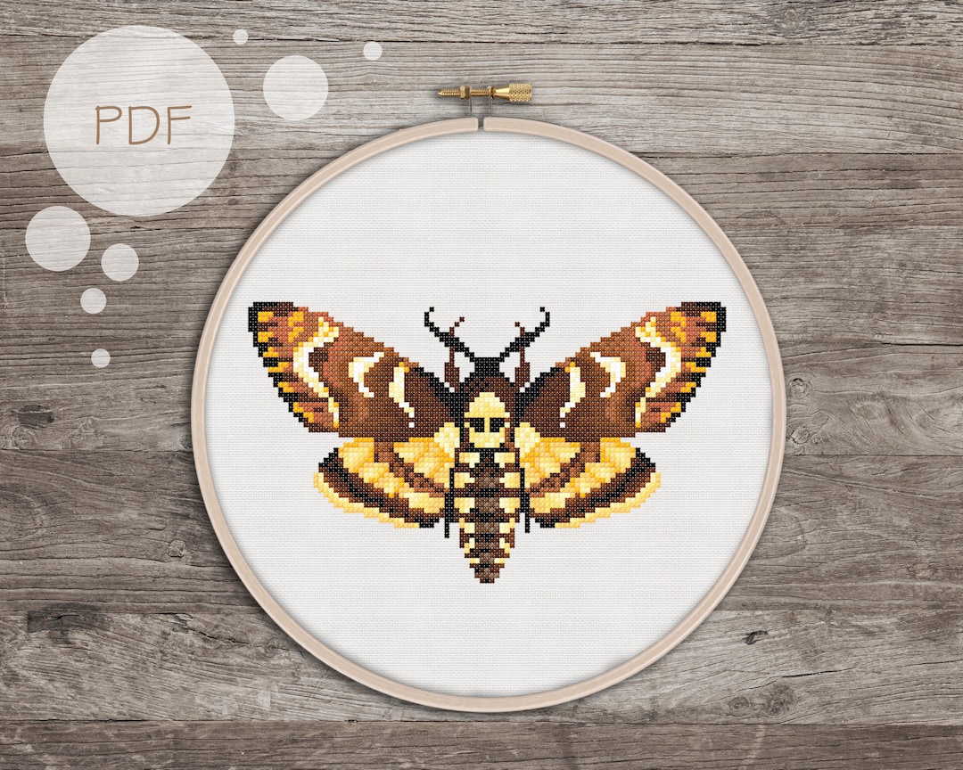 Death's Head Hawk Moth- PDF Cross Stitch Pattern, DIY Gift, Modern ...