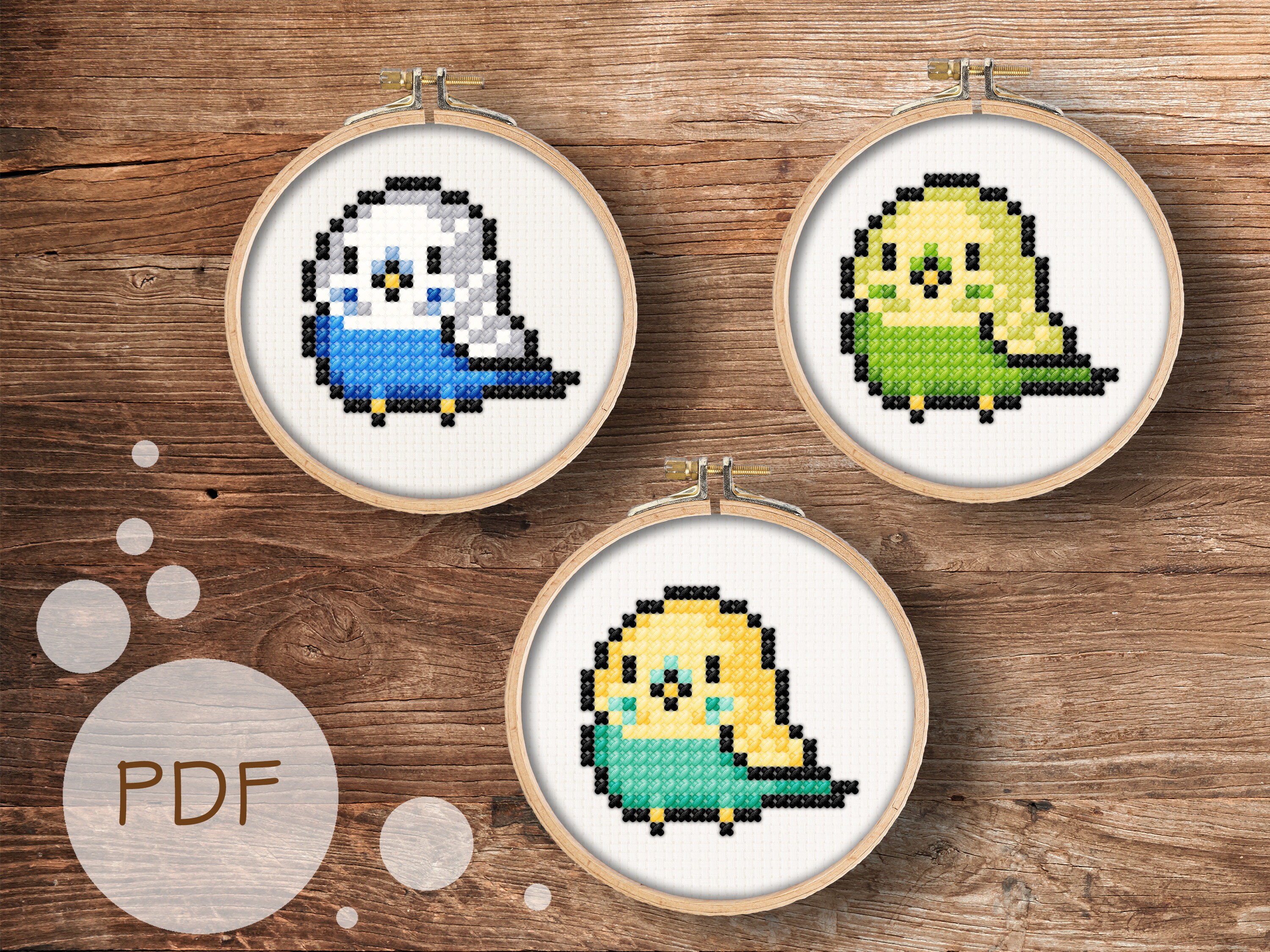 Mini Parakeets I. PDF Cross Stitch Pattern DIY Gift - Etsy