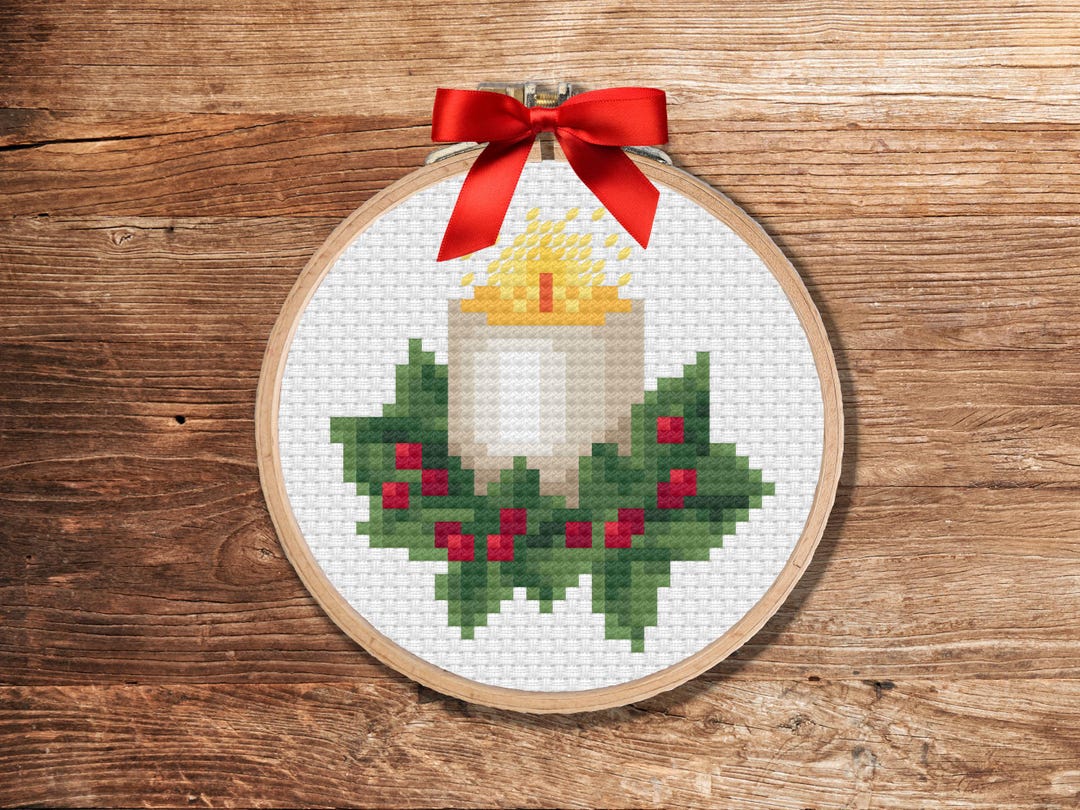 Candle - PDF Cross Stitch Pattern, DIY Christmas Ornament, Gift ...