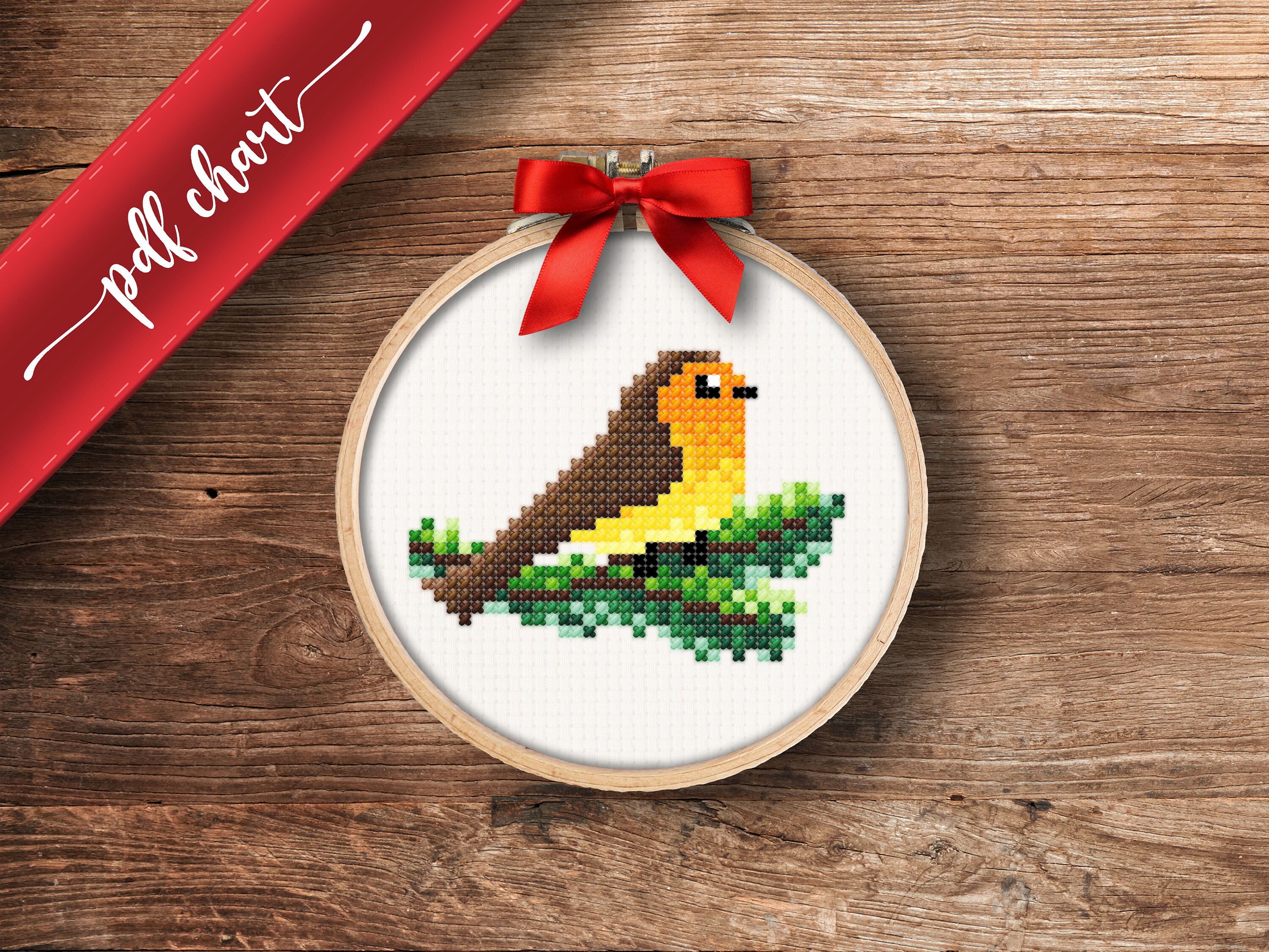 Robin PDF Cross Stitch Pattern DIY Christmas Ornament - Etsy