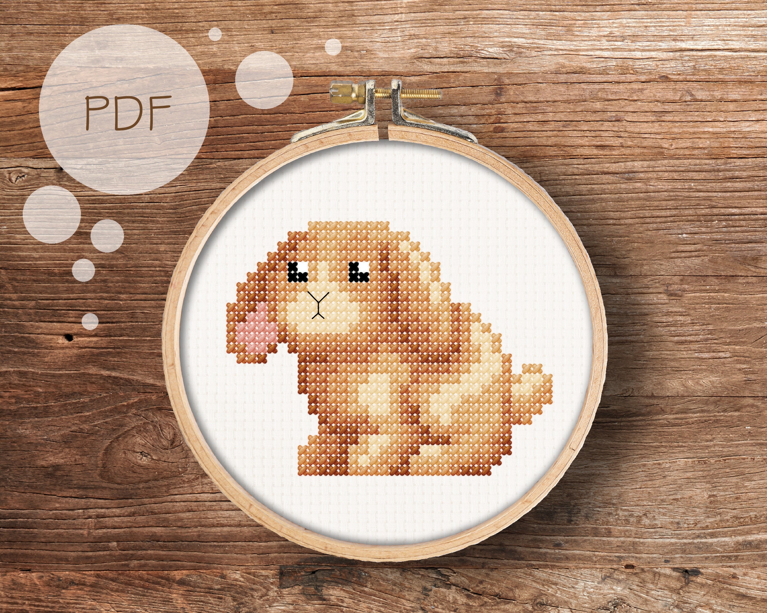 Lop-eared Bunny - PDF Easter Cross Stitch Pattern, DIY Gift, Beginner ...