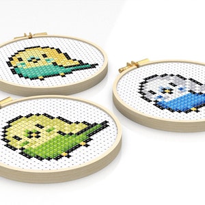 Mini Parakeets I. PDF Cross Stitch Pattern, DIY Gift, Beginner Pattern ...