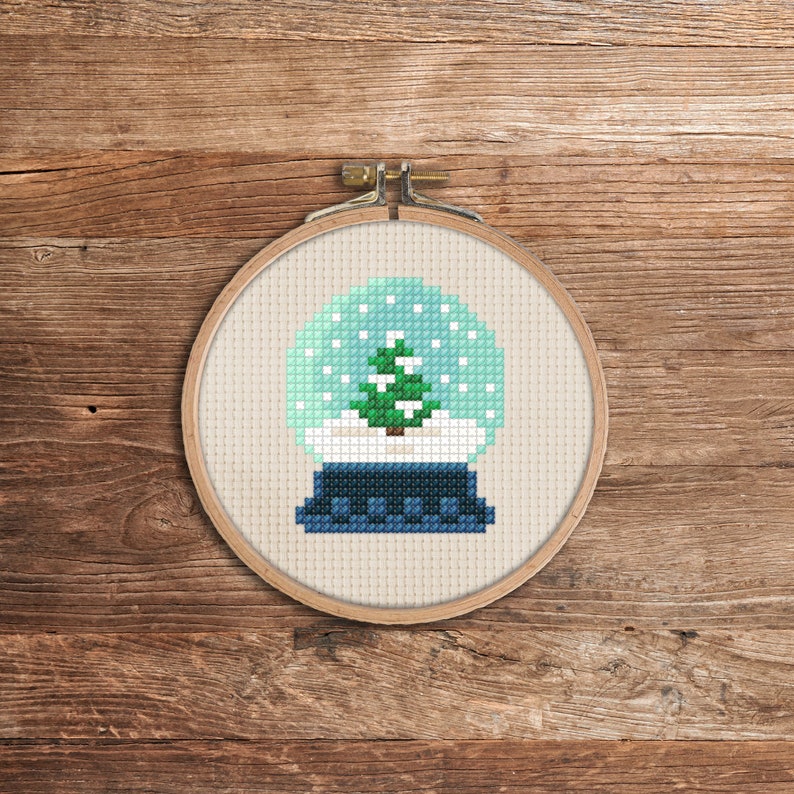 Snow Globe PDF Cross Stitch Pattern DIY Christmas Ornament - Etsy