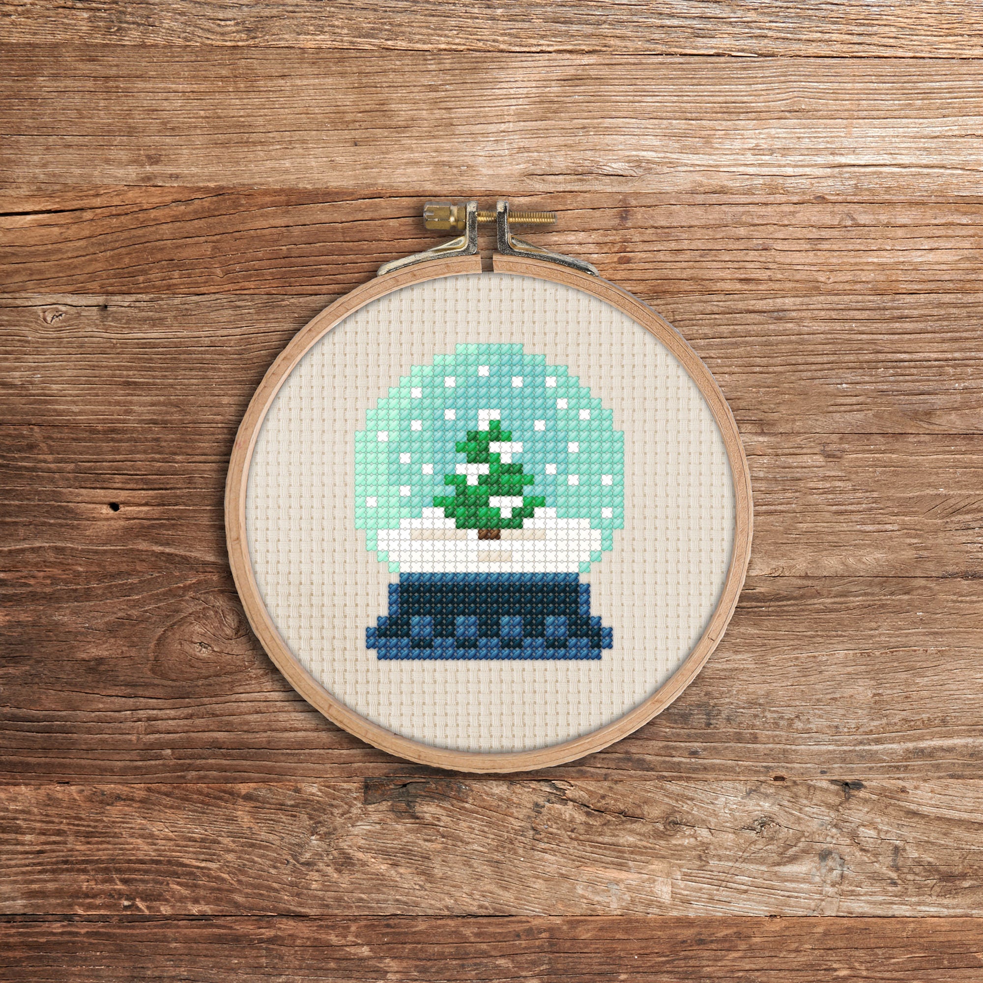 Snow Globe PDF Cross Stitch Pattern DIY Christmas Ornament - Etsy