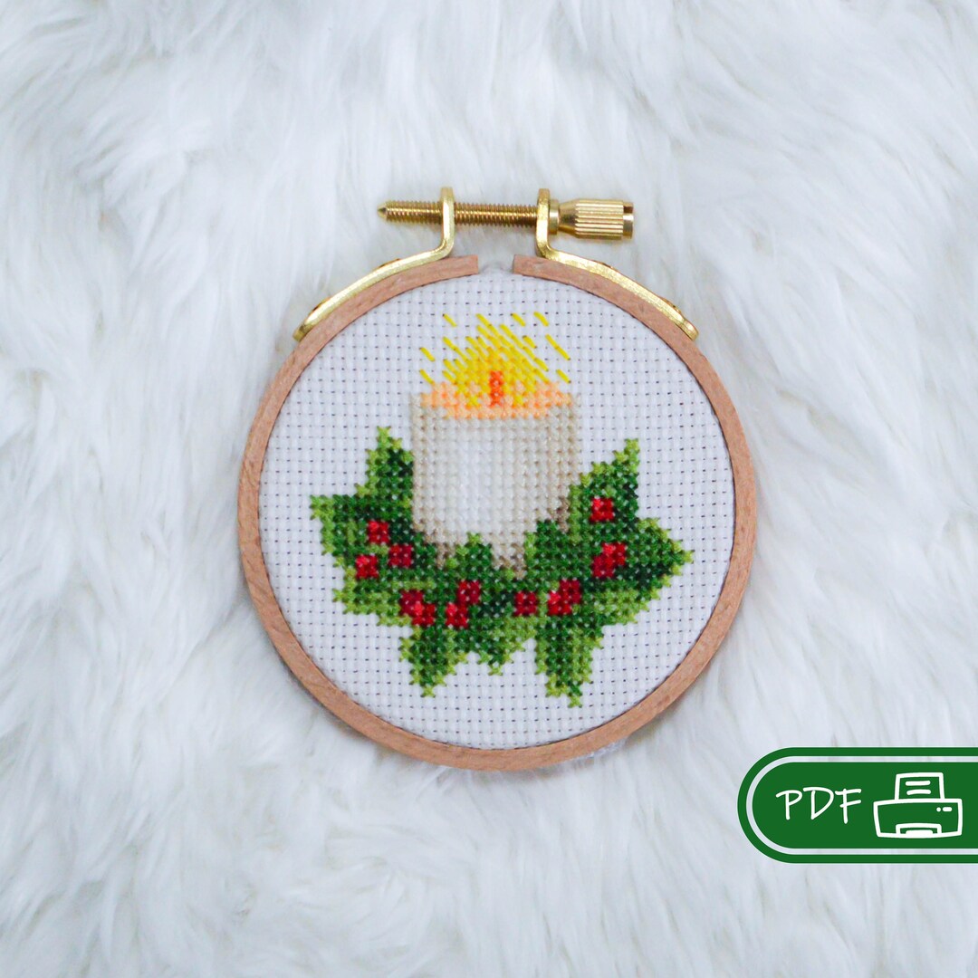 Candle PDF Cross Stitch Pattern, DIY Christmas Ornament, Gift, Beginner ...