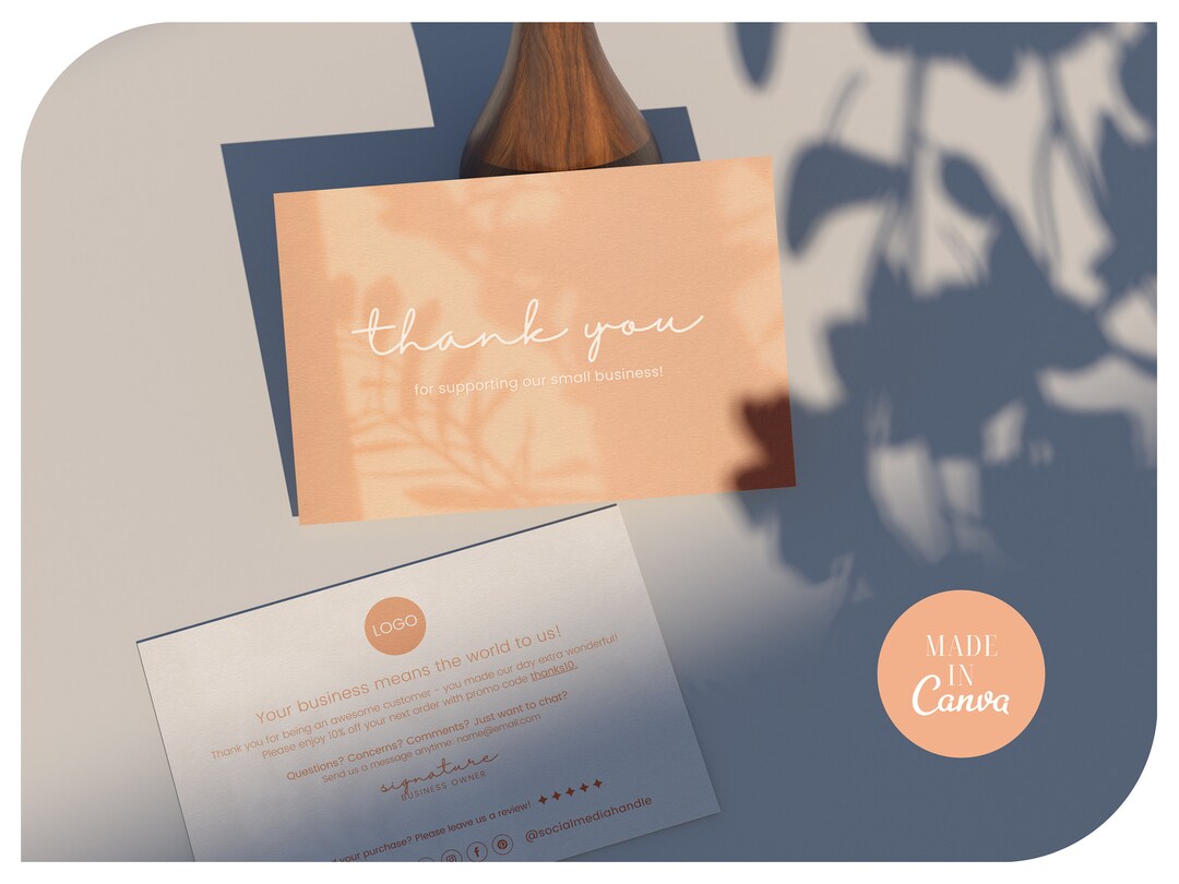 Business Thank You Card Template, Package Inserts, Thank You for Your ...