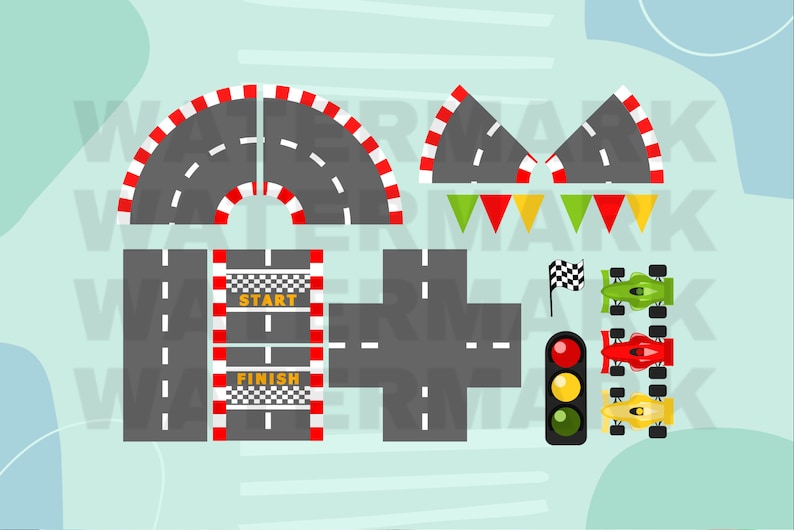 Race Track Clipart Set Racetrack Png Transportation Clip - Etsy