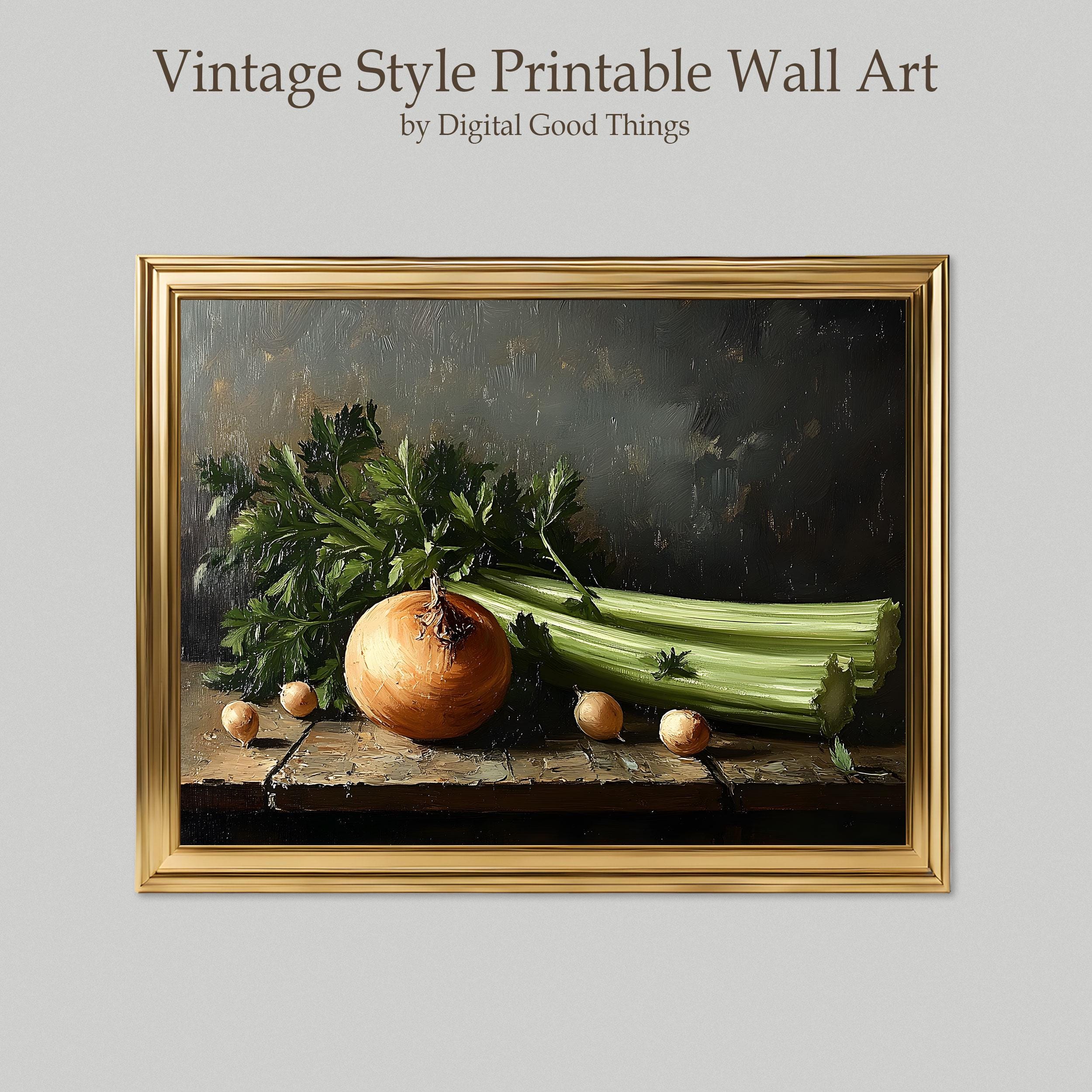 Vintage Vegetable Still Life Printable Set - Rustic and Moody Prints ...