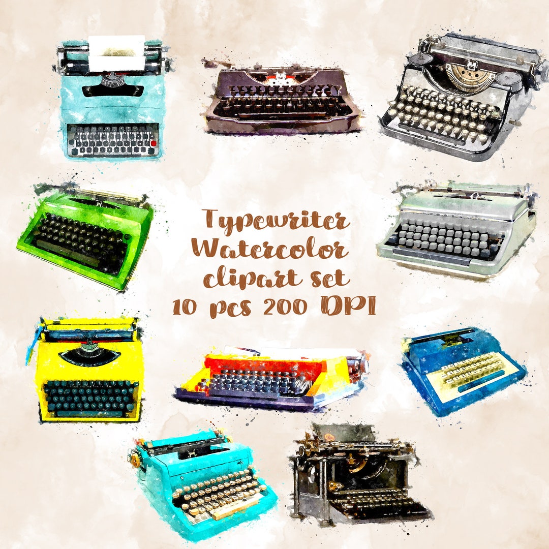 Watercolor Typewriters Clipart Set Colorful Typewriters - Etsy