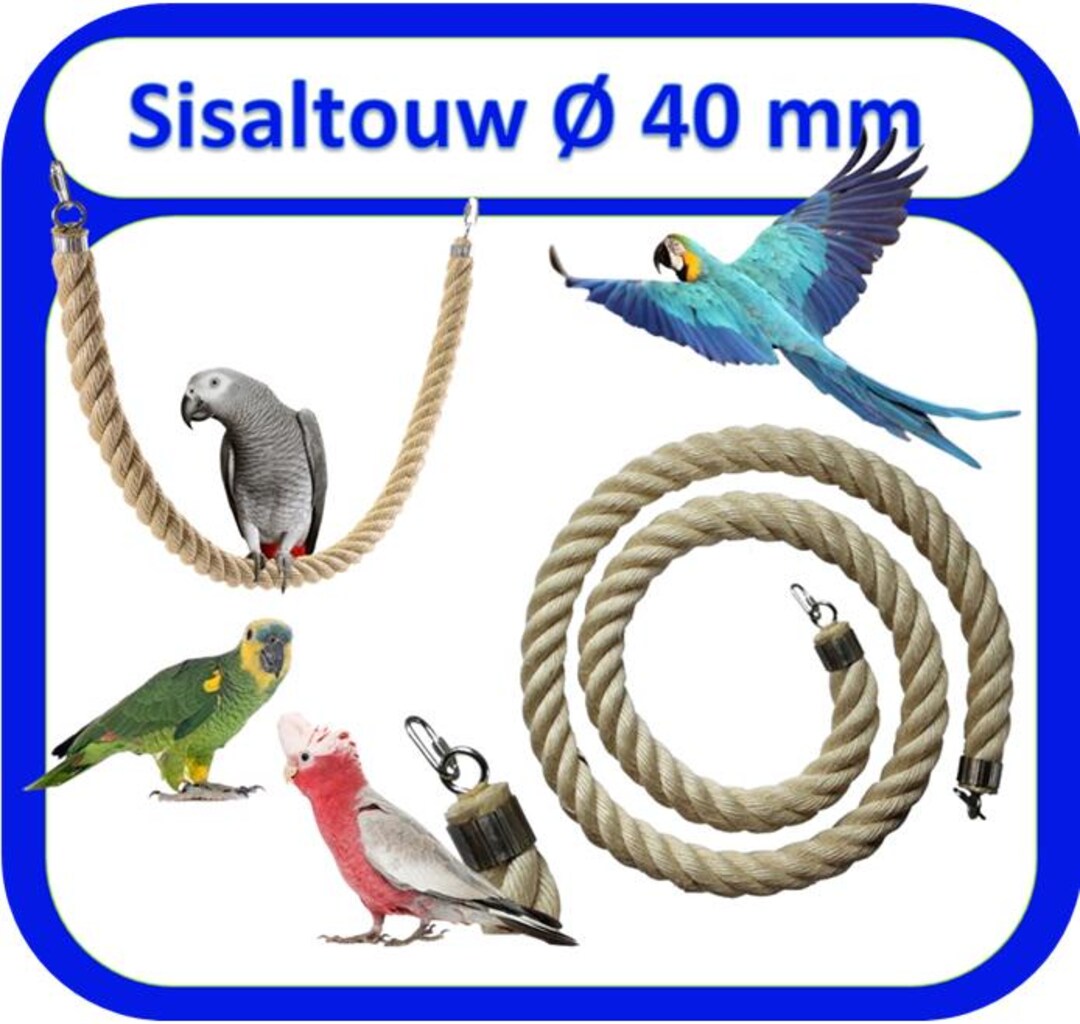 Super Strong 40mm Sisal Rope for Parrots – Natural Climbing Rope for ...