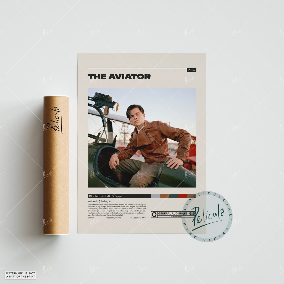 The Aviator Poster Martin Scorsese Minimalist Movie Poster Vintage Retro Art Print Custom Poster ...