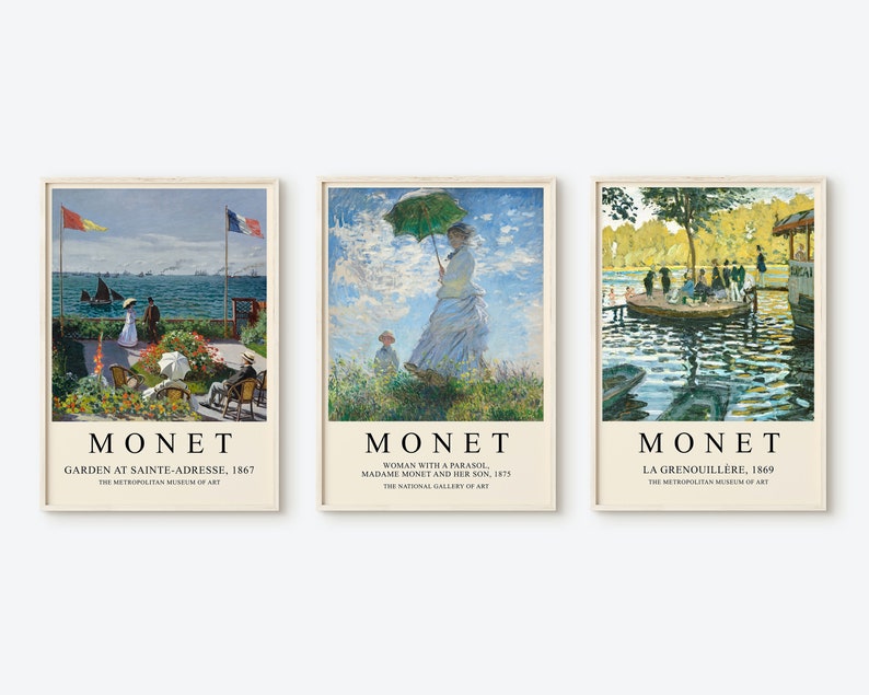 Claude Monet Set of 3 Prints Monet Print 3 Piece Wall Art - Etsy