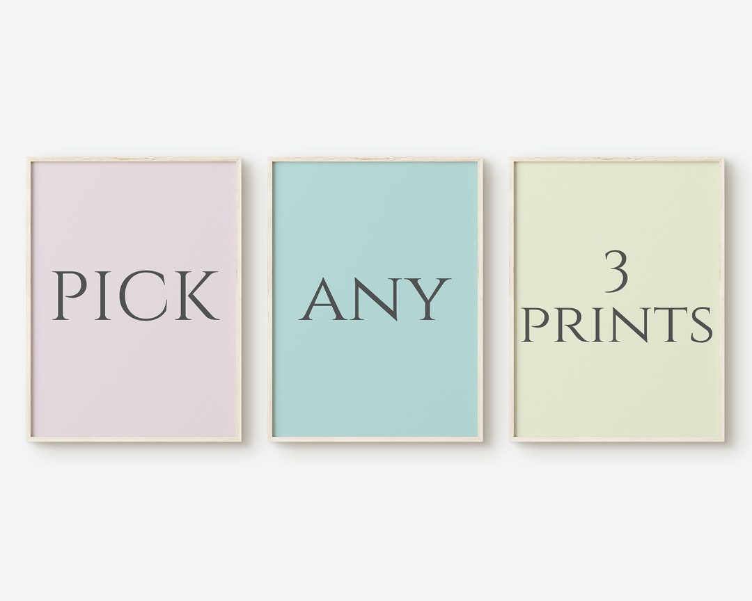 Pick Your Own 3 Digital Prints, Pick Any 3 Prints, Gallery Wall Set, 3 ...