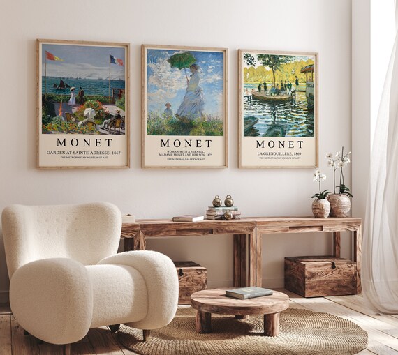 Claude Monet Set of 3 Prints Monet Print 3 Piece Wall Art | Etsy