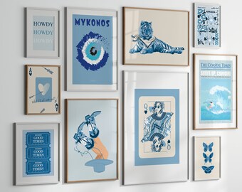 Preppy Blue Wall Art - Etsy