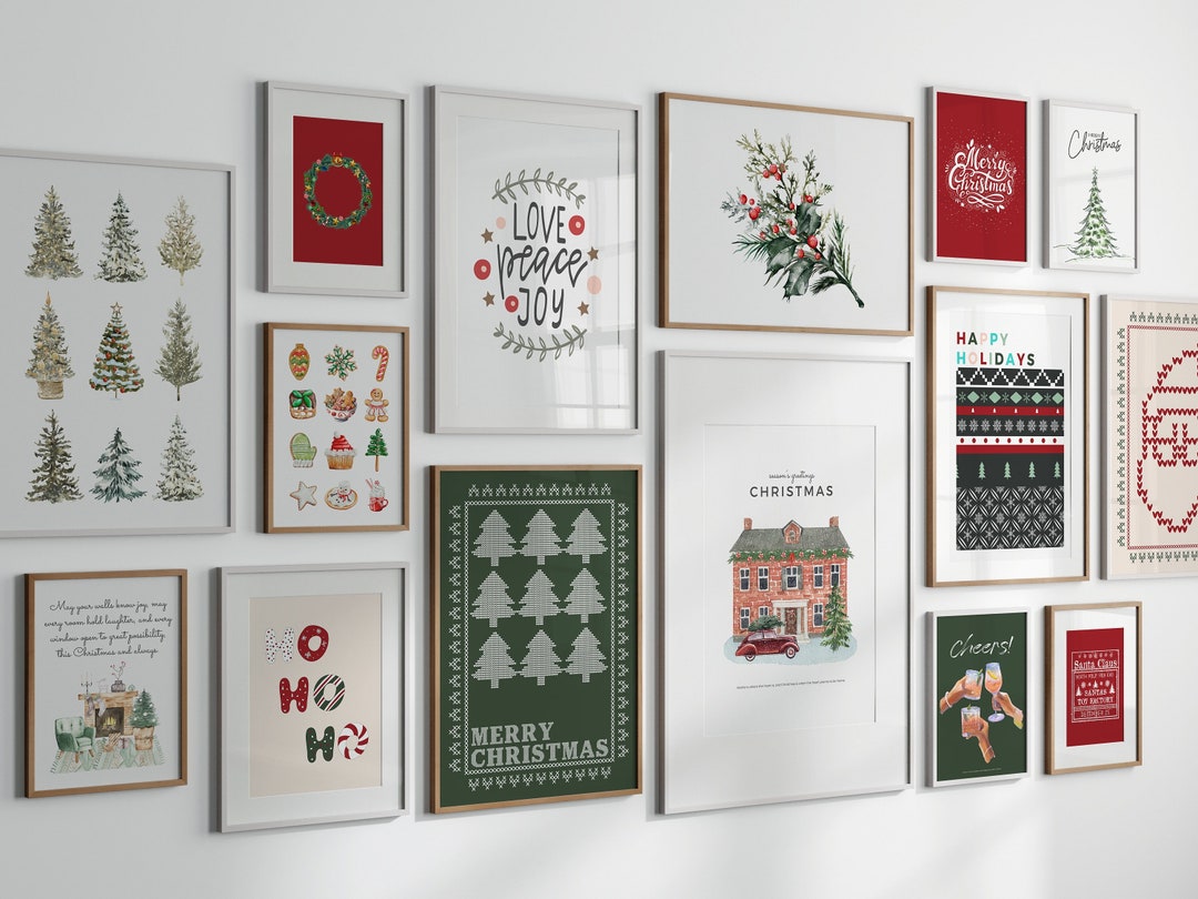 Printable Christmas Gallery Wall Art Prints Set of 15, Christmas ...