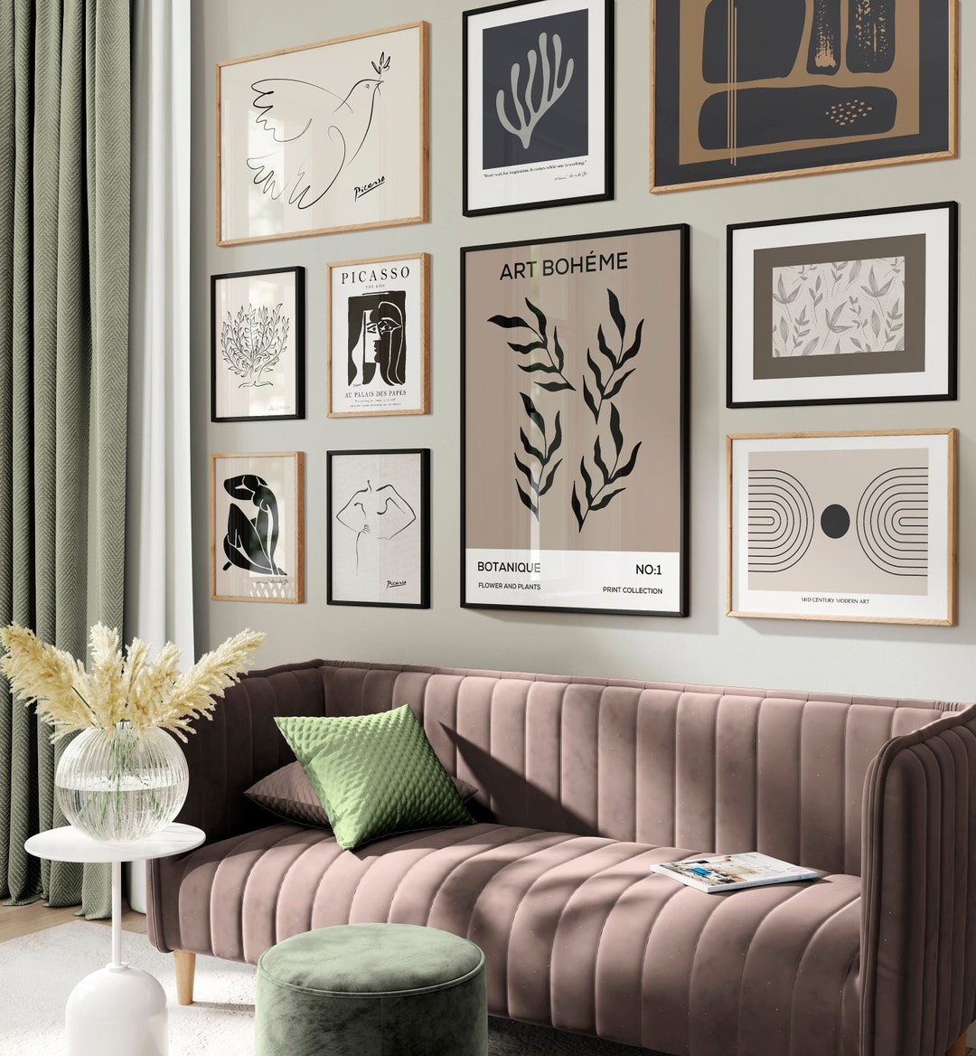 Modern Gallery Wall Set of 10 Prints, Boho Bundle Print Set, Modern ...