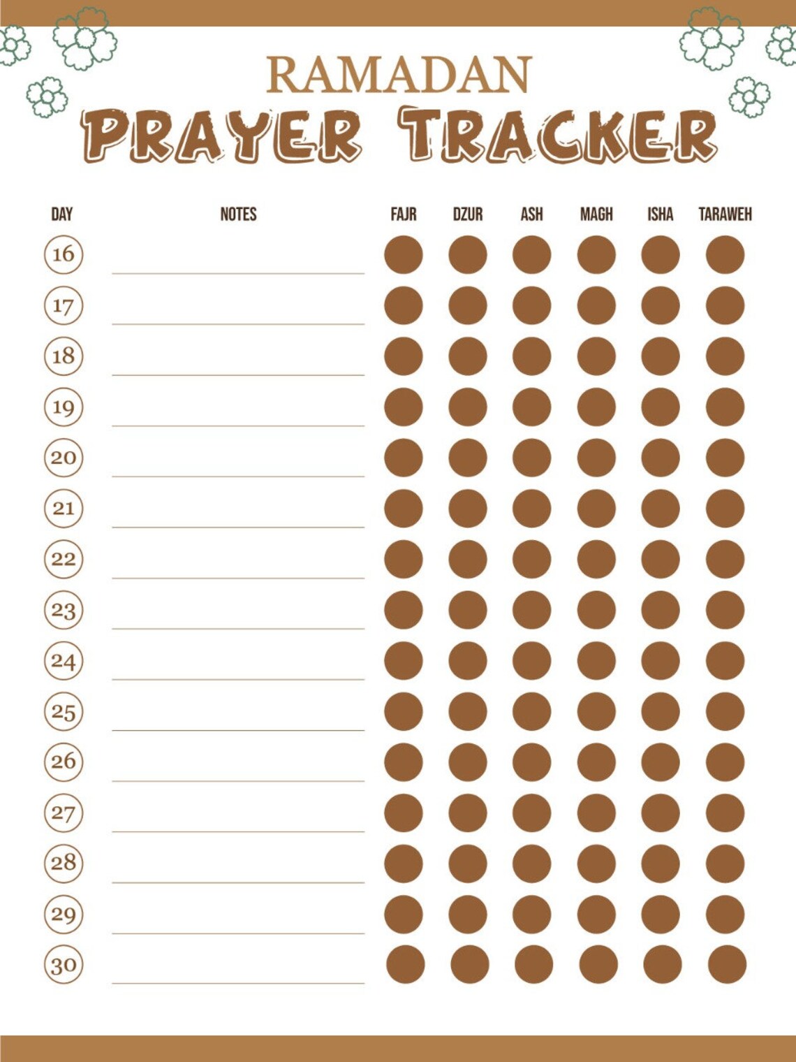 Ramadan Prayer Tracker, Printable, Ramadan Planner 2022, Ramadan Prayer ...