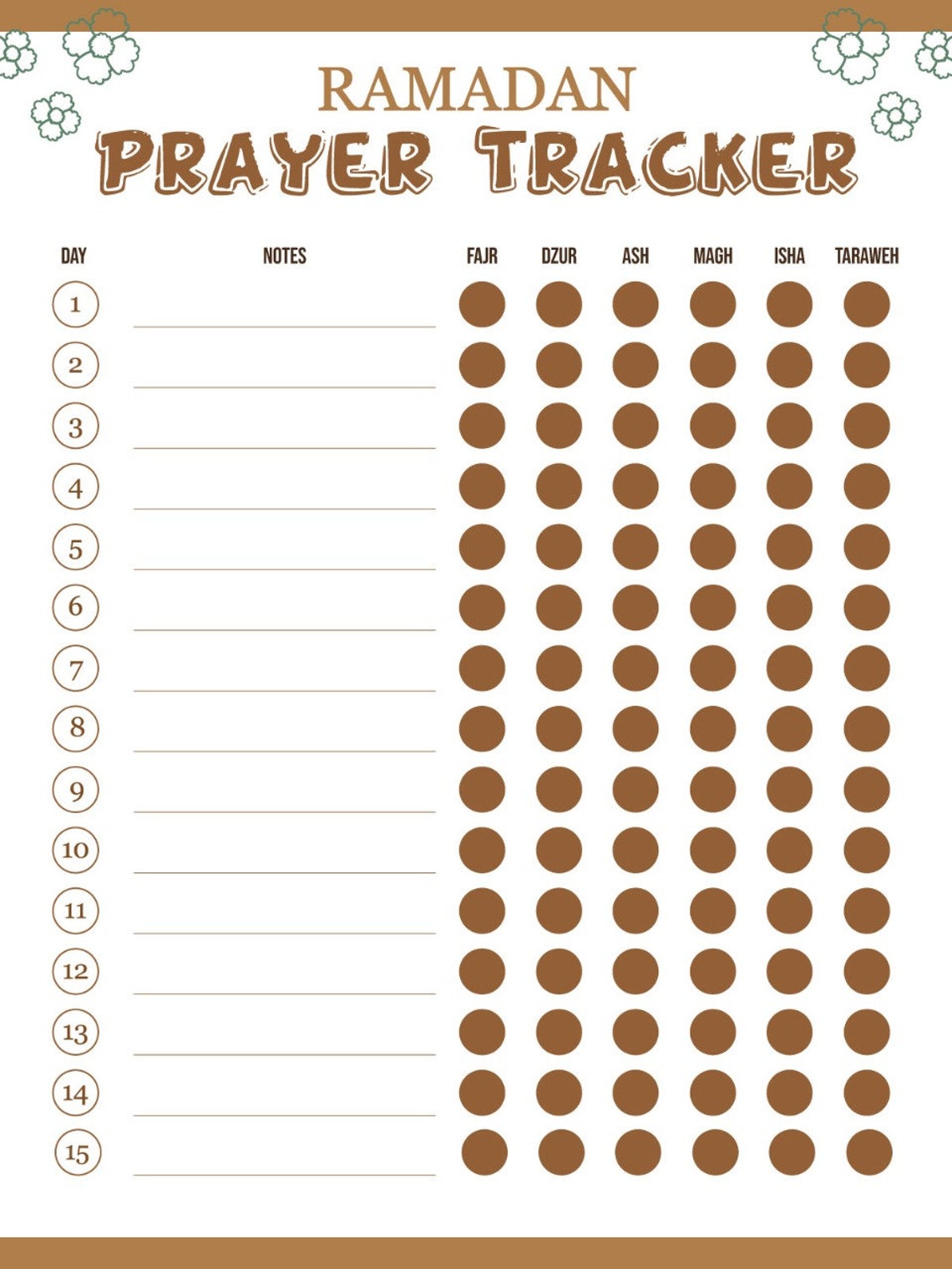 Ramadan Prayer Tracker, Printable, Ramadan Planner 2022, Ramadan Prayer ...