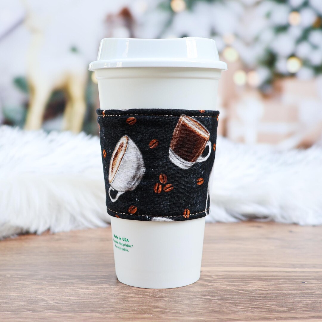 Reusable Coffee Cup Sleeve, Custom Cup Sleeve, Fabric Coffee Cozy ...